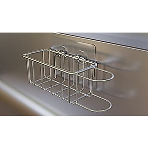 The Crown Choice Kitchen Sponge and Brush Holder – Sink Caddy - Sponge Holder Stainless Steel, Adhesive, Rust Proof and Water Proof – Kitchen Holder Sponges, Scrubbers, Soap