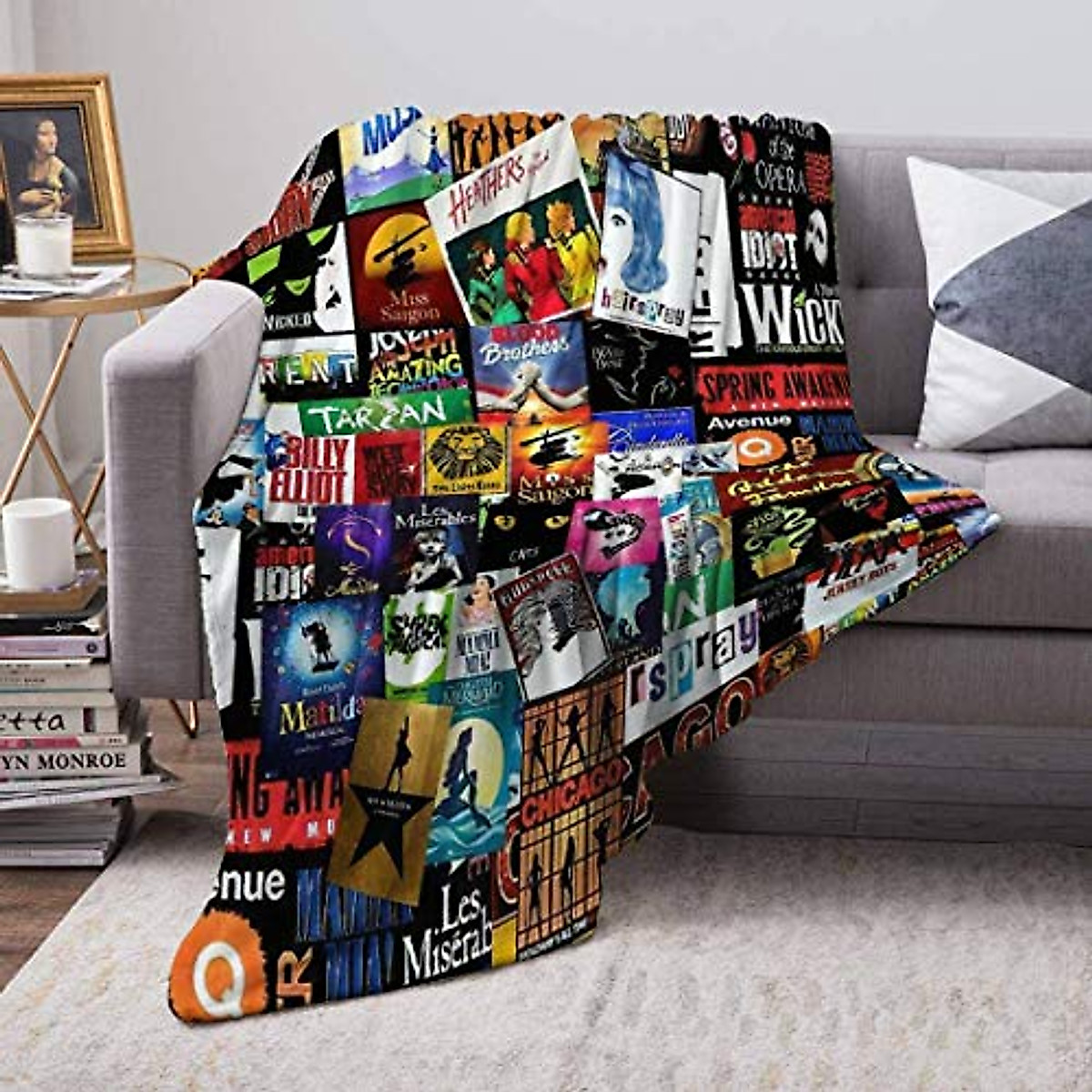 Musicals Collage II Fleece Blanket Soft Plush Throw TV Blanket Bedding Flannel Throw Shawls and Wraps Lightweight for Bed Couch Chair Travel, 59"x78.7"