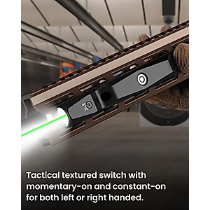 Votatu M9L-G 1600 Lumens Light Laser Combo Compatible with M-Lok Rail Surface, Tactical Flashlight and Green Laser Sight for Rifle, Strobe Function, Magnetic Rechargeable