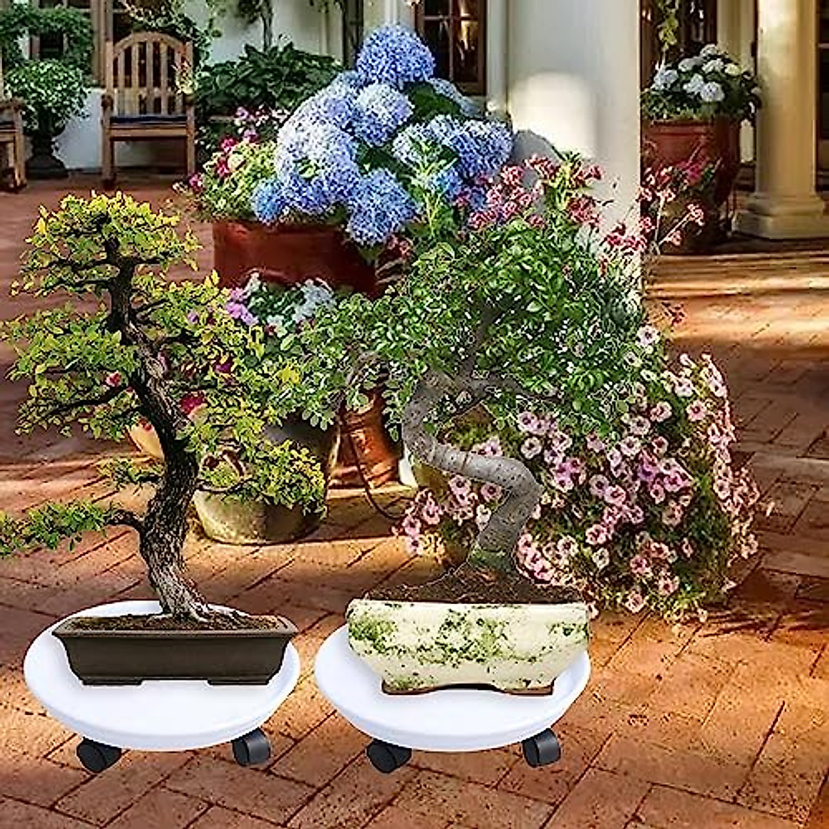 Plant Caddy, Indoor Outdoor Plant Stand with Wheels, Round Plant Stand for Flower Pot, Heavy Duty Potted Holder for Planter, Garden