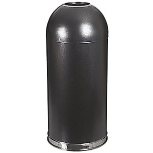 Witt Industries 420DTBK Steel 20-Gallon Standard Open Top Waste Receptacle with Galvanized Liner, Round, 18" Diameter x 18" Diameter x 34" Height, Black
