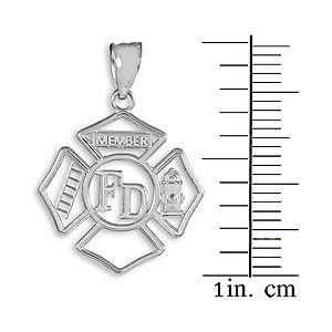 Silver FD Open Badge Firefighter Pendant