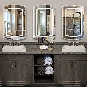 Chende 20" x 31" Bathroom Medicine Cabinet with Mirror, Oval Lighted Medicine Cabinet with Anti Fog and 3 Light Settings, Dimmable Stainless Steel Cabinet with Lights for Bathroom