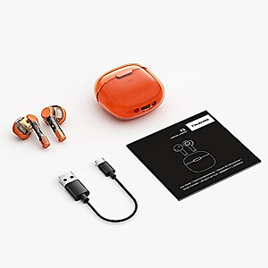 TRUEFREE T3 Wireless Earbuds Semi-Open Bluetooth 5.3 Headphones with AI Smart Noise Cancellation for Calls, 28 Hours of Playtime, 13mm Driver Enhanced Music, 40ms Game Mode, Stylish Transparent Design