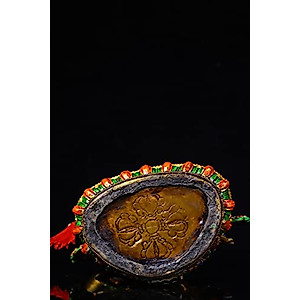 9" Tibetan Temple Collection Old Bronze Outline in Gold Painted Mosaic gem Dzi Beads Manjushri Worship Buddha Town House