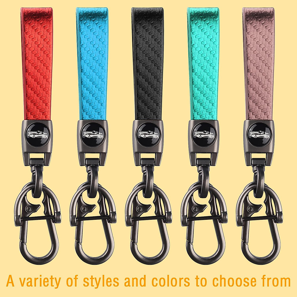 OFBAND Carbon Fiber Keychain,Heavy Duty Metal Car Keys Keychain with 360°Rotatable Lock & Anti-Lost D Ring,Keychains for Women&Man (Blue)