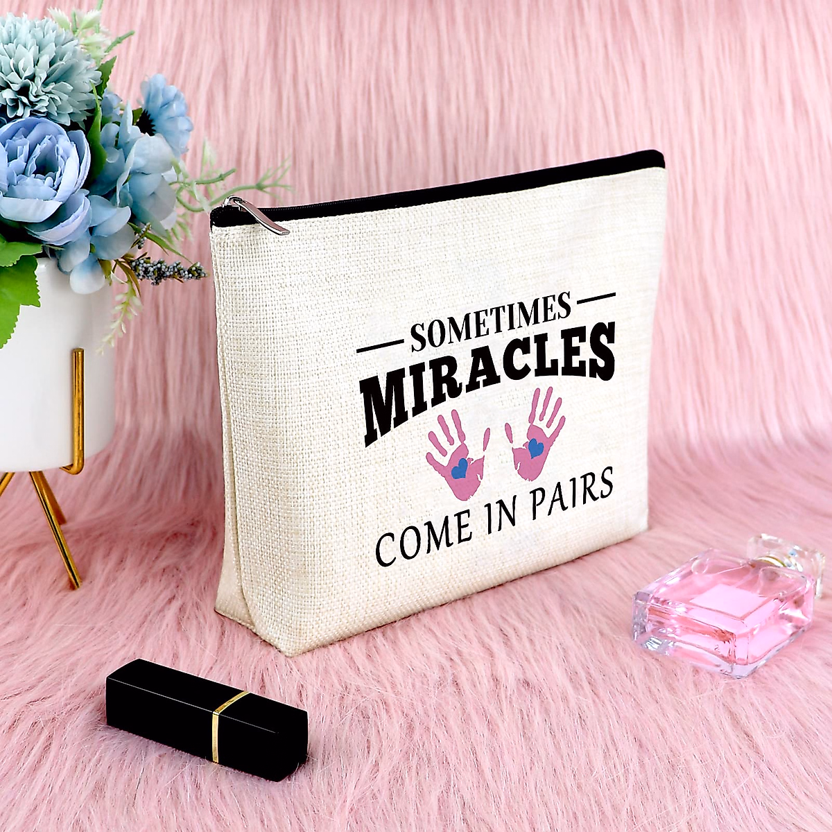 Twin Mom Gift Makeup Bag Pregnancy Announcement Gift Mom of Twins Gift First Time Mom Gift Mommy To Be Gift Travel Cosmetic Bag New Mother Birthday Mothers Day Gift Baby Announcement Gift Zipper Pouch