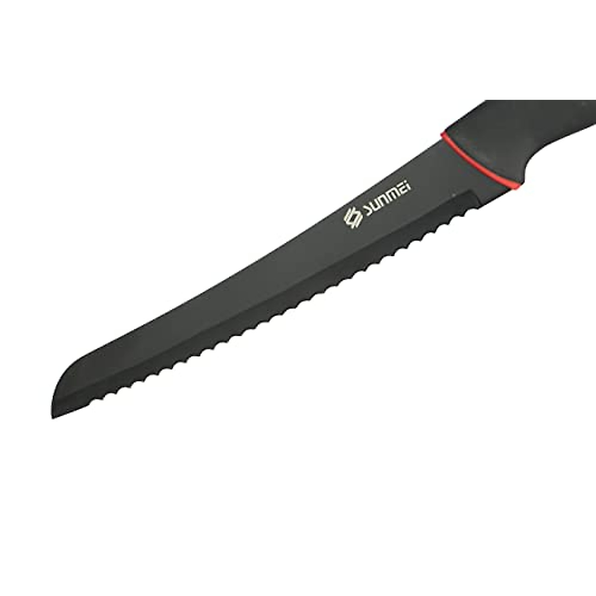 Sunmei Bread Knife-8 Inch Stainless Steel Serrated Knife, Serrated Bread Knife for Homemade Bread, With Non-slip Handle (Black)