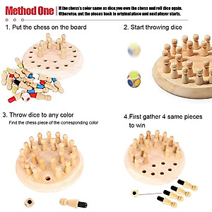 Wooden Memory Chess Matching Game: Family Board Games for Kids and Adults, Montessori Preschool Learning Educational Toy for Toddler 3 4 5 6 7 8+ Year Old, Birthday Gift for Boy Girl