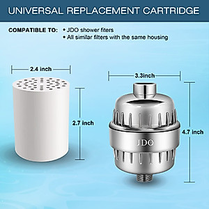 JDO Shower Filter Replacement Cartridge - Universal 18 Stage Shower Water Filter Cartridge for Hard Water to Remove Chlorine and Fluoride, Compatible with Any Shower Filter of Similar Design