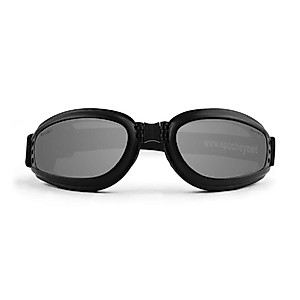 2 Pairs Epoch Padded Folding Motorcycle Riding Goggles Black Frame Clear and Smoke Lenses