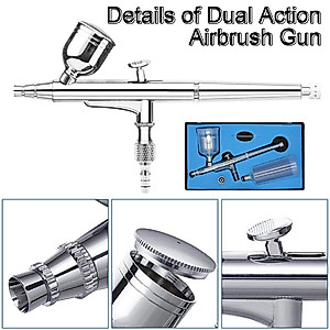 0.3mm Dual Action Airbrush Kit with Three Different Cups(6CC,20CC,40CC) Portable Airbrush Set for Makeup,Commercial Arts,Cake Decoration,Nail Art,Photo Retouching,Model Making and Crafts