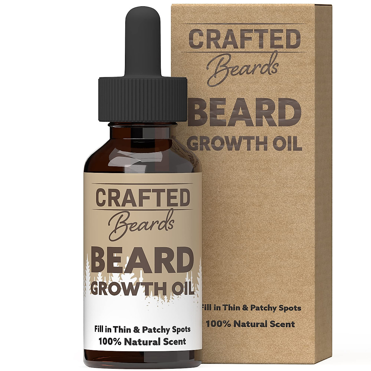Crafted Beards Beard Growth Oil Serum - 1 fl Oz - Unscented - Helps Grow A Thicker Beard, Improves Beard Health, Fills in Thin and Patchy Spots - (1 Pack)