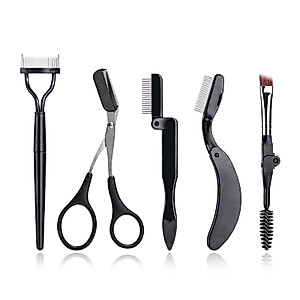 BS-MALL Eyelash Grooming Brush Foldable Eyelash Separator Mascara Eyebrow Scissors Applicator Eyebrow Comb Brush for Making Up Supplies（5 Pieces）