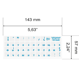2 Pack Russian Blue Keyboard Stickers Cyrillic for Computer Blue Keyboard Letters on Clear Transparent Background