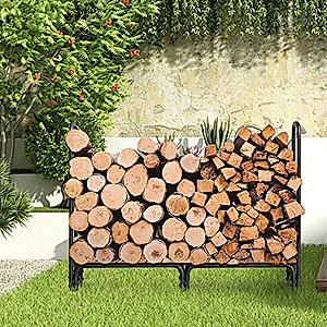 DOEWORKS 5ft Firewood Rack with Log Tote Bag, Firewood Rack Outdoor,Wood Log Rack for Patio Deck (Capacity 400 lbs)
