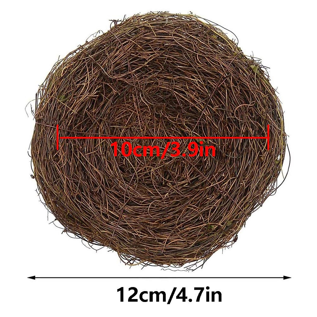 Artificial Bird Nest, Bird Nest with Artificial Bird Eggs, Country Style Simulation Twig Bird Nest for Handmade Easter Rattan Nest Creative Decoration for Home Garden(10~12 cm)