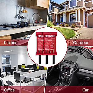 Fire Blanket, Fiberglass Fire Emergency Blankets, Suppression Flame Retardant Fireproof Survival Safety Fire Suppression Blanket, for Kitchen Home Car Office Warehouse Camping BBQ School Fireplace