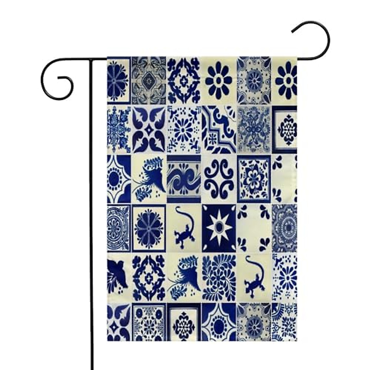 Double-sided garden flag Mexican Talavera Ceramic Tile Pattern Ethnic Folk Outdoor Flag Garden Flag Yard Outdoor Decoration （12×18in）.