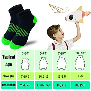 JAMEGIO boy socks 18 Pairs kids Low Cut socks Half Cushion Sport Ankle Athletic Sock for Little Big Kids(7-10 Years)