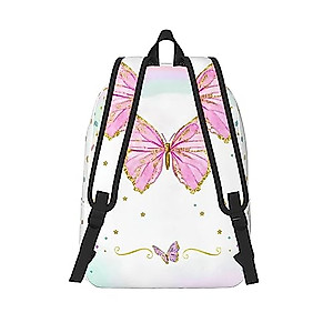 UJDUYSD Personalized Backpack for Girls Boys, Custom Backpacks with Name, Customized Butterfly School Bookbag for Kids, Personalized Casual Bookbags for Back to School Travel Picnic 15in