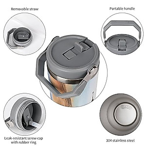 BWQJKUO Large Capacity Car Cup 30 Oz Stainless Steel Watercolor Paris Printed Travel Mug Leak-proof Flip Straw Tumbler with Handle,keeps Cold Or Ho