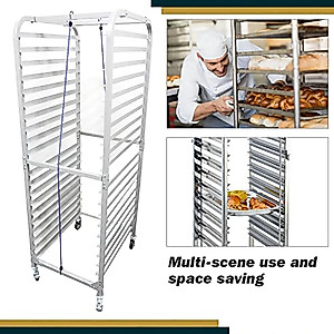 Stuffygreenus Aluminum 20-Tier Sheet Bun Pan Rack Bakery Rack, Home Commercial Kitchen Bakery Cooling Rack, 26" L x 20" W x 69" Hwith Brake Wheels