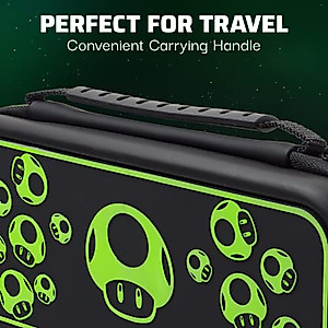 PDP Travel Case Plus with Wrist Strap, Built-in Stand & Storage Pockets - Nintendo Switch/Lite/OLED Compatible - Super Mario 1-Up Glow in the Dark