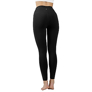 90 Degree By Reflex Ankle Length High Waist Power Flex Leggings - 7/8 Tummy Control Yoga Pants - Black - Medium