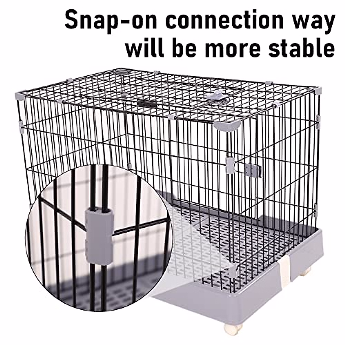 Cat Dog Crate Pet Kennel Steel Wire Small Animal Crate for Rabbit with Drawer Leak-Proof Tray, Double Door, 29 Inch