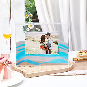 Queekay Wedding Unity Sand Ceremony Photo Frame Clear Acrylic Sand Ceremony Shadow Box with Picture Frame for Wedding Decorations Home Decor Keepsake (Classic Style)
