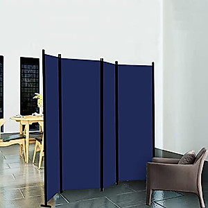 GOJOOASIS Room Dividers Folding Privacy Screens 4 Panel Partition (Blue)