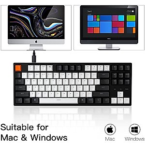 Keychron C1 87 Key Hot-swappable Wired Mechanical Keyboard, USB Type-C Cable, Double-Shot ABS Keycaps TKL Mechanical Gaming Keyboard, White Backlit Gateron G Pro Brown Switch for Mac Windows