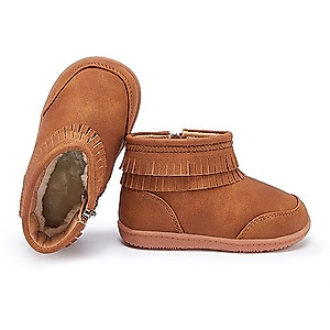 BMCiTYBM Baby Winter Snow Boots Tassel Boys Girls Faux Fur Shoes Camel Size 6-12 Months Infant