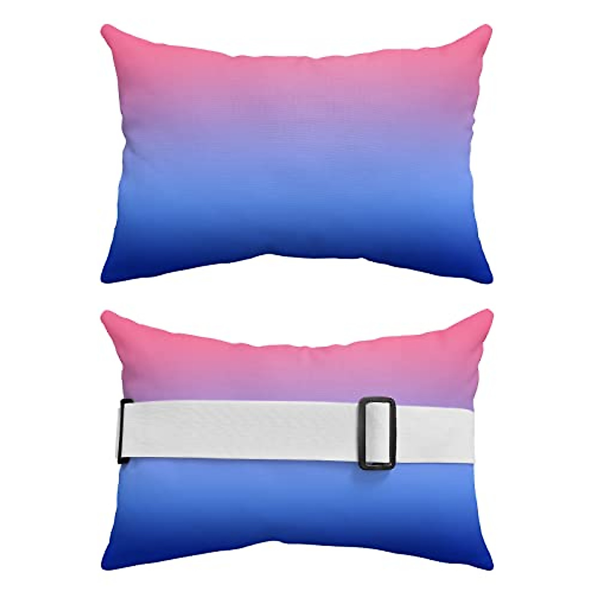 Recliner Head Pillow Ledge Loungers Chair Pillows with Insert Pink Blue Gradient Lumbar Pillow with Adjustable Strap Outdoor Waterproof Patio Pillows for Couch Beach Pool Office Chair, 2 PCS