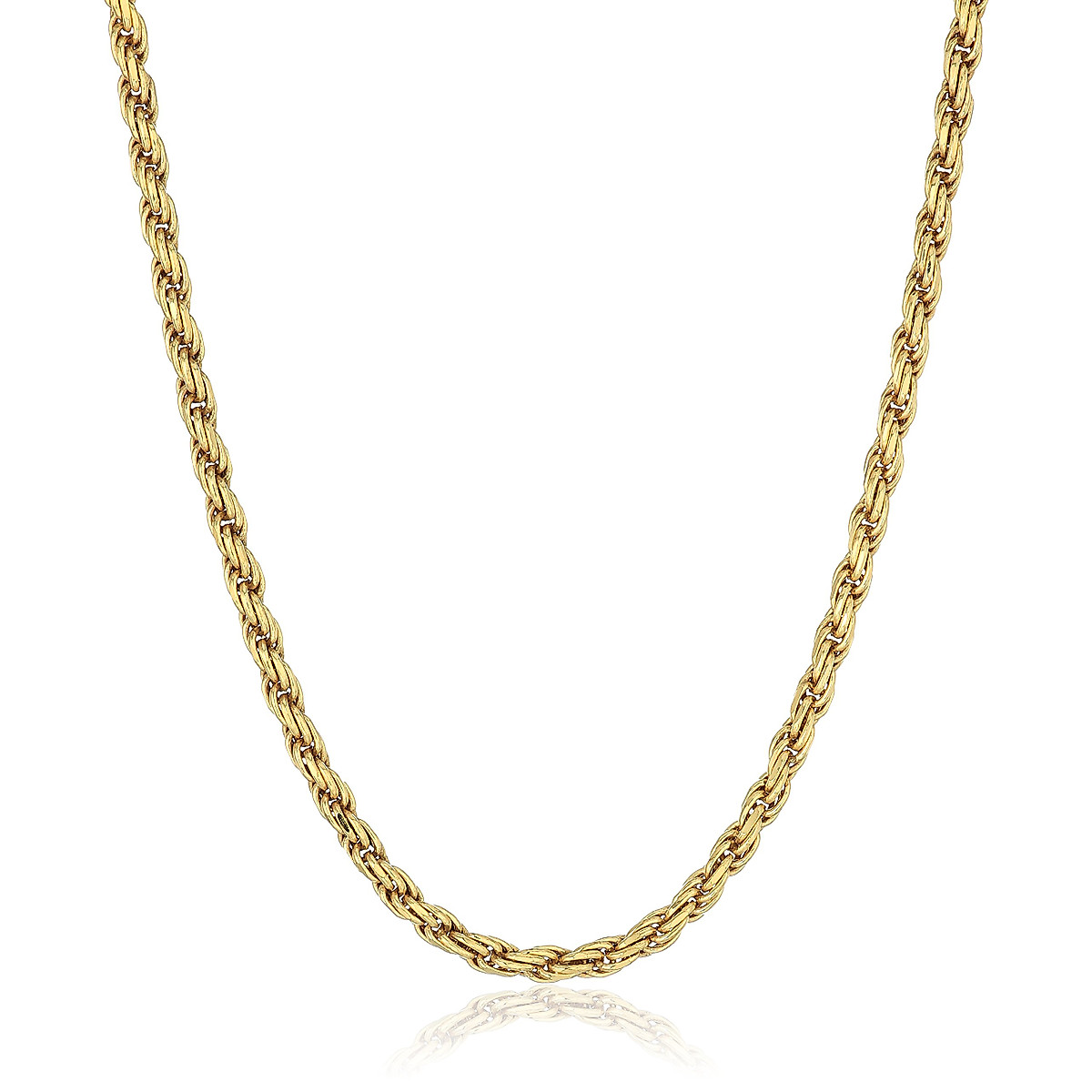 Amazon Essentials Yellow Gold Plated Sterling Silver Diamond Cut Rope Chain Necklace, 18" (previously Amazon Collection)