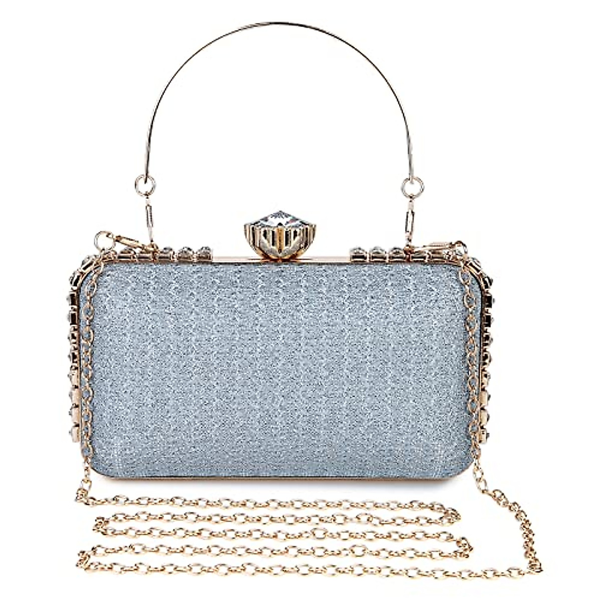 UBORSE Women Clutch Bag Glitter Evening Bag Elegant Evening Purse for Women Wedding Party Purse Handbag(Blue)