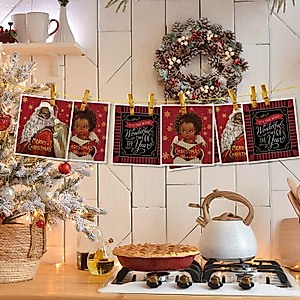 8 Pieces Christmas Swedish Dish Cloths African American Black Santa Angel Child Kitchen Dishcloth Sponge Cleaning Cloth Absorbent Dish Towels Soft Reusable Dish Cloths Washable Decorative Tea Towels