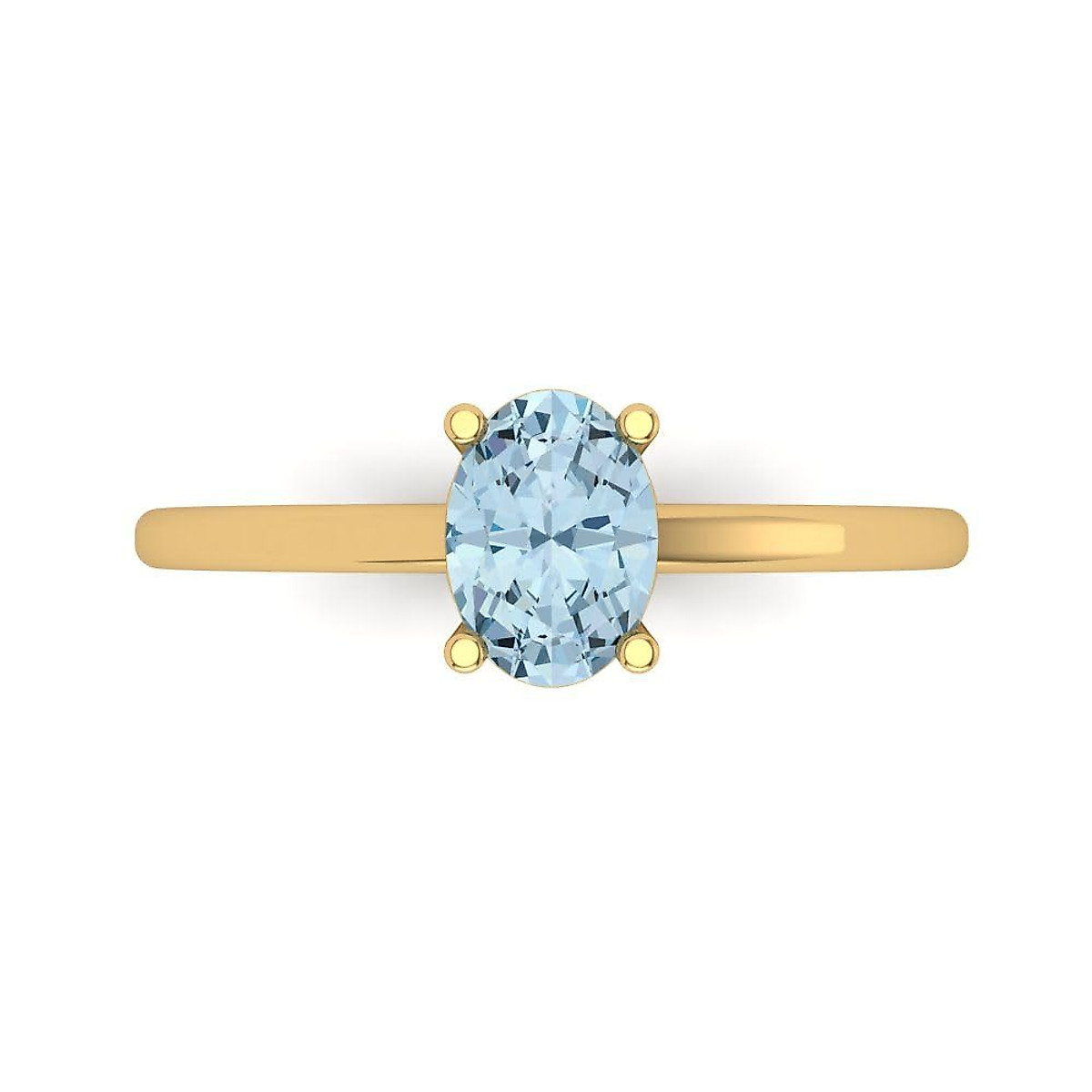 Clara Pucci 1.0 ct Oval Cut Solitaire Natural Swiss Blue Topaz VVS1 Engagement Bridal Promise Anniversary Ring 18k Yellow Gold Size 9.5