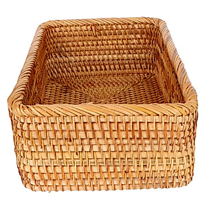 Zerodeko Organizer Rectangular Storage Basket Seagrass Storage Baskets Woven Storage Baskets Rattan Storage Basket Rattan Organizer Bins Seagrass Organizers Storage Box Wicker Sundry 1pc