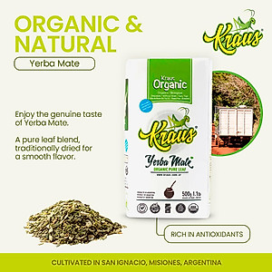 KRAUS Organic Yerba Mate | Pure Leaf | unsmoked | Authentic Flavor | USDA | 100% Organic | 1.1 LB / 500 g / 17.6 oz