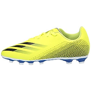 adidas Boy's X GHOSTED.4 Soccer Shoe, Solar Yellow/Black/Team Royal Blue, 5.5 Big Kid