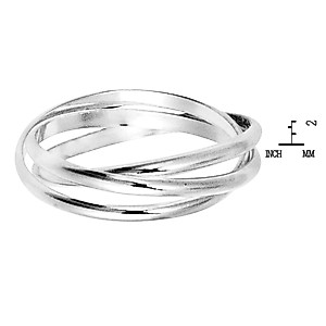 AeraVida Interconnected Trinity Band .925 Sterling Silver Ring | Elegant Wedding Rings for Women | Casual Comfort Fit Silver Rings for Women | Couple Unisex Ring | Sterling Silver Rings Sizes (13)