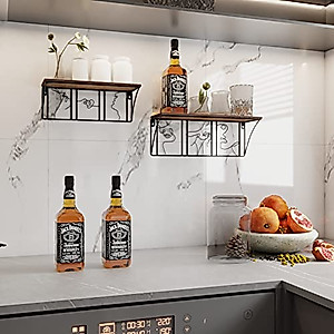 QUTREY Metal Wall Art Floating Shelves Set of 2, Minimalist Abstract Wire Portrait Line Decor Rustic Shelf for Bedroom, Living Room, Bathroom