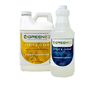 GREENEZ Strip & Clean Furniture Stripping Kit | Removes Multiple Paint Layers | Varnish & Epoxy Remover | Wood Paint Stripper | Melts Coatings | Soy-Based Formula | Includes Residue Removal Spray