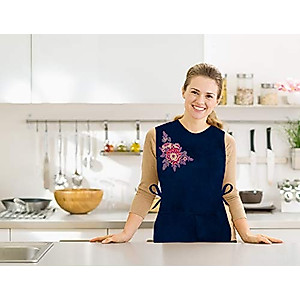 Classy Pal Cobbler Aprons for Women with Pockets, Plus Size Apron, Cleaning Smock for Artist, Nail Tech, Teacher & Hair Stylist, Mandiles Para Mujer (Navy)