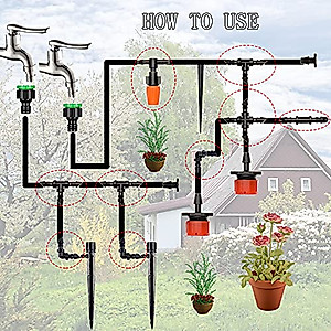 190 Pcs Barbed Connectors Irrigation Fittings Kit,Drip Irrigation Barbed Connectors 1/4''Tubing Fittings Kit for Flower Pot Garden Lawn(Straight Barbs,Single Barbs,Tees,Elbows,End Plug,4-Way Coupling)