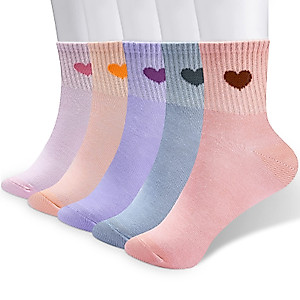 Corlap Women's Crew Socks Ankle High Cotton Fun Cute Athletic Running Socks Gifts For Women (5-Pairs With Present Box)