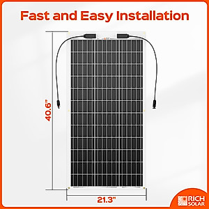 RICH SOLAR 100 Watt 12 Volt ETFE Flexible Monocrystalline Solar Panel for RV Boat Lightweight
