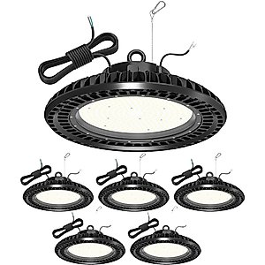 500W LED UFO High Bay Light, 5000K, 100-277VAC, Commercial Bay Lighting, Dimmable, LED Light for Warehouse, Shop, Garage, ETL/cETL Listed (6-Pack)